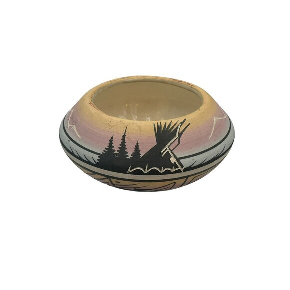Accents | Native American Pottery Bowl E Yazzie Navajo Handmade Horses ...